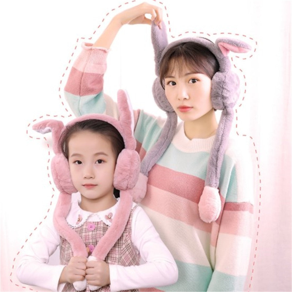 Very Soft Bunny Ear Muffs Moving Ears ( Winter Special ) – Nest Asiaa